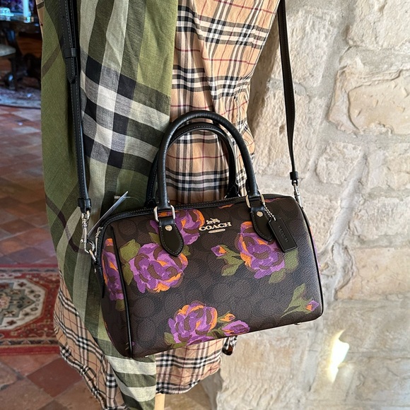 Coach | Bags | Coach Rose Rowan Satchel Crossbody Signature Leather ...